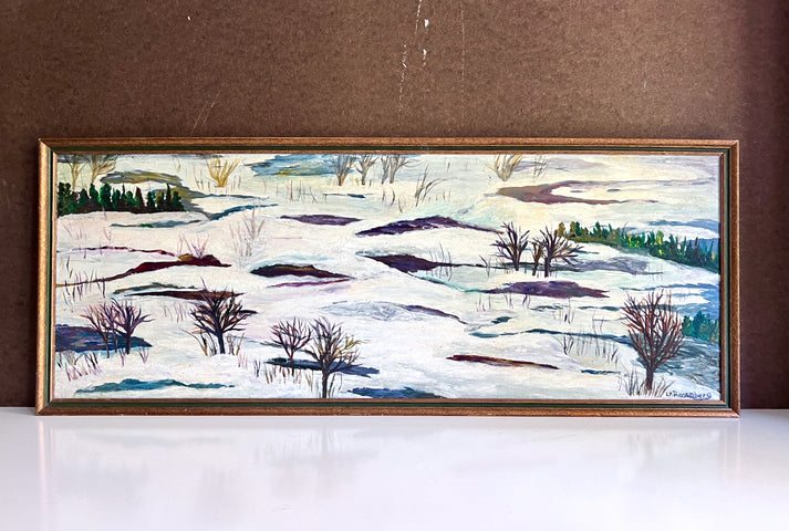 Naive Art Painting of Melting Snow Landscape – Rush Creek Vintage