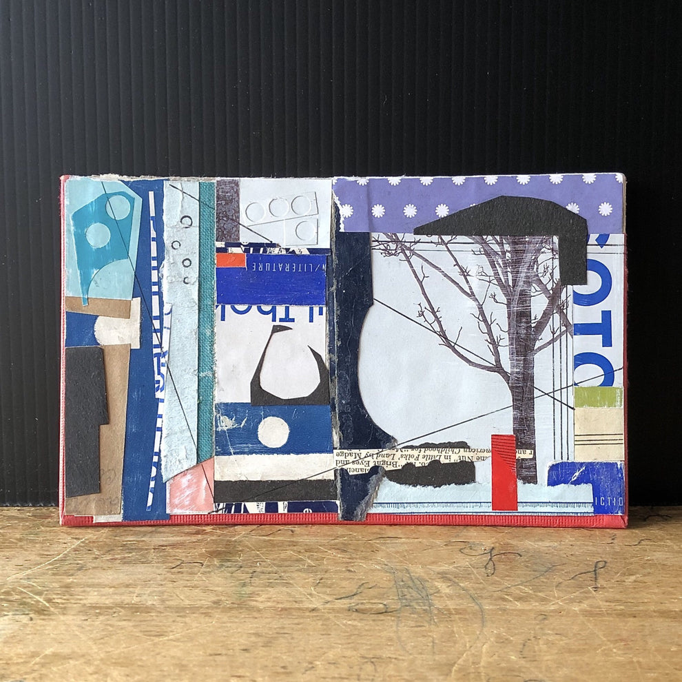 Handmade Book Art Collage, 'Winter Tree' – Rush Creek Vintage