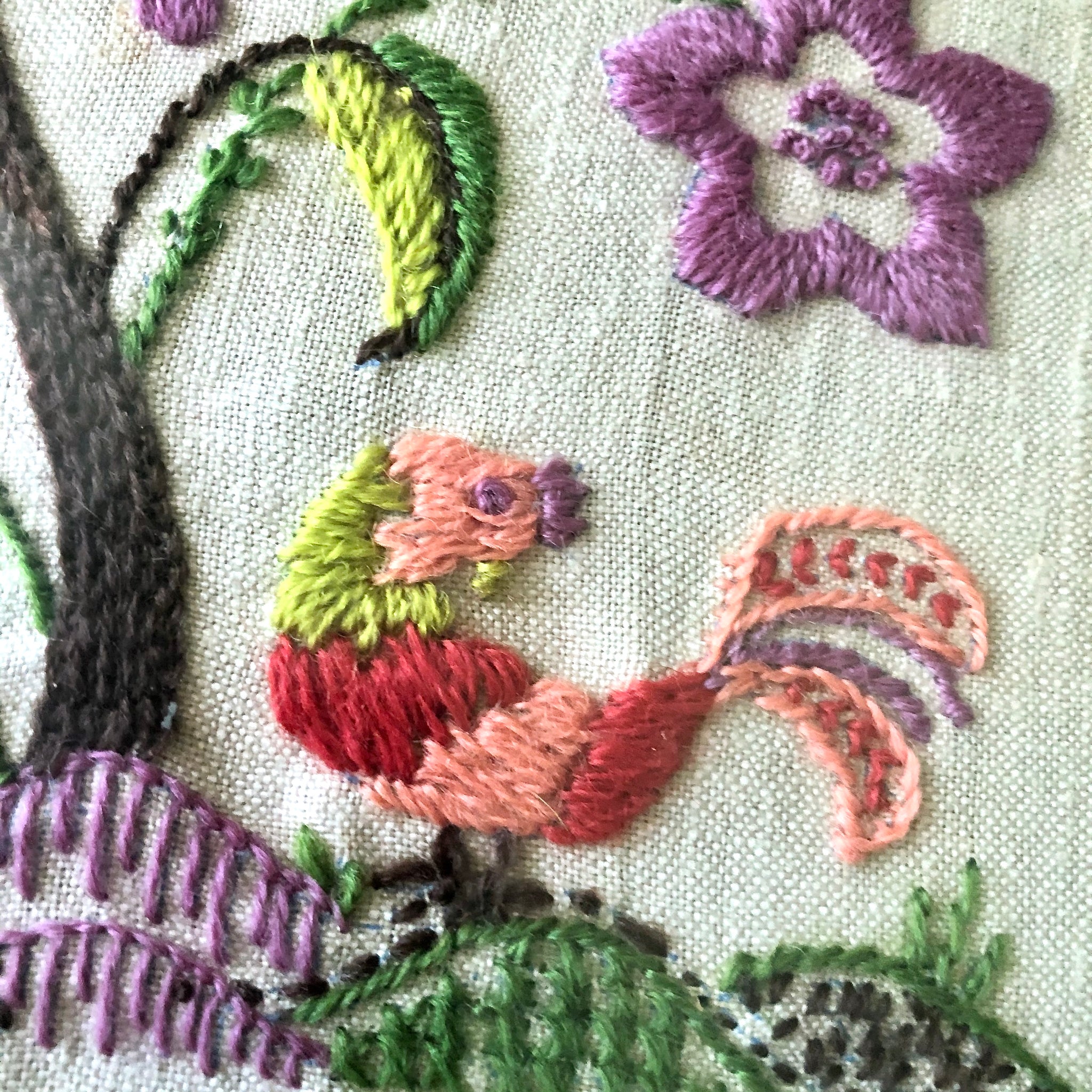 Framed Floral Crewel Embroidery (c.1970s) – Rush Creek Vintage