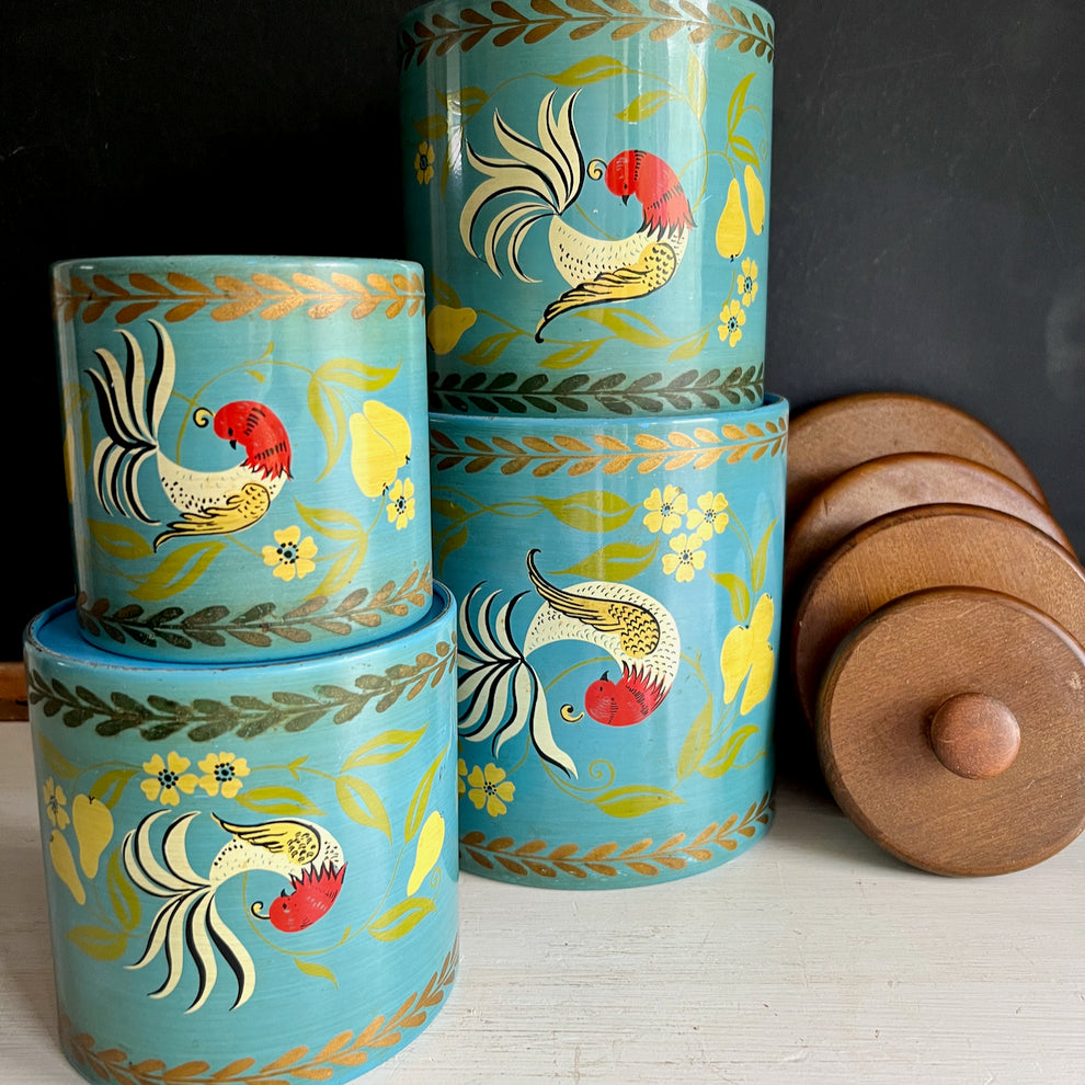 Ransburg Folk Art Bird Kitchen Canisters Set (c.1960s) – Rush Creek Vintage